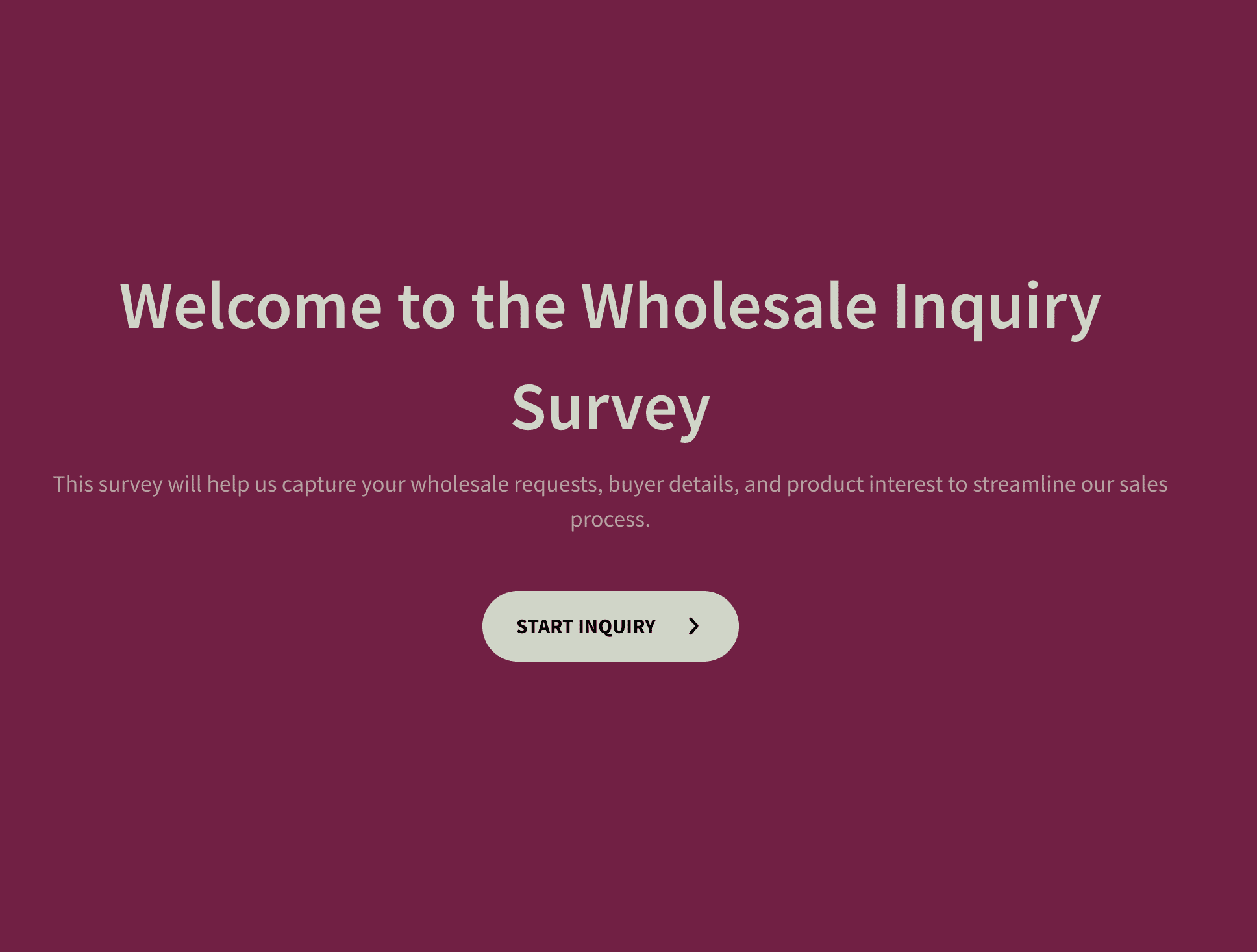 Wholesale Inquiry Survey Template for Business