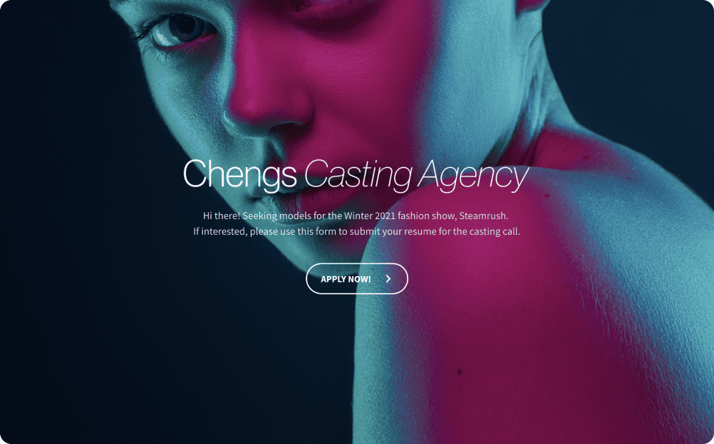 Fashion Model Application Form Template Online