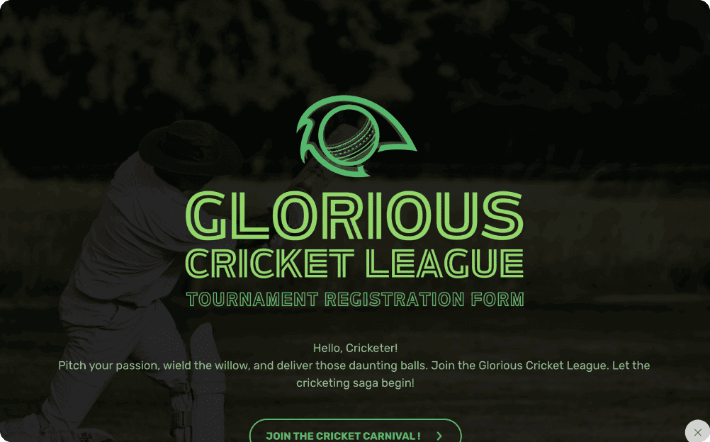 Online Cricket Tournament Registration Form Template | Free & Easy