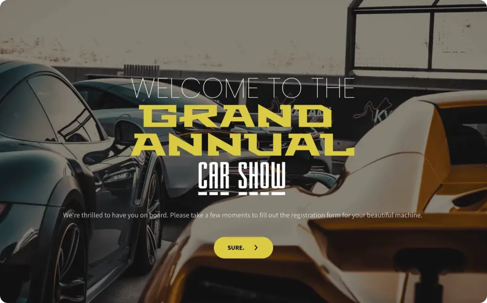 Car Show Registration Form Template | SurveySparrow
