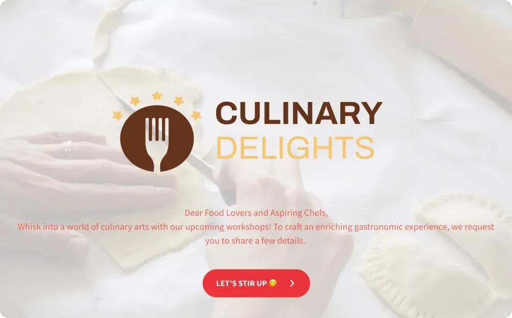 Cooking Workshop Registration Form Template | SurveySparrow