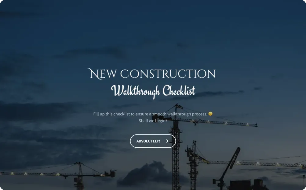 New Construction Walkthrough Checklist Template | SurveySparrow